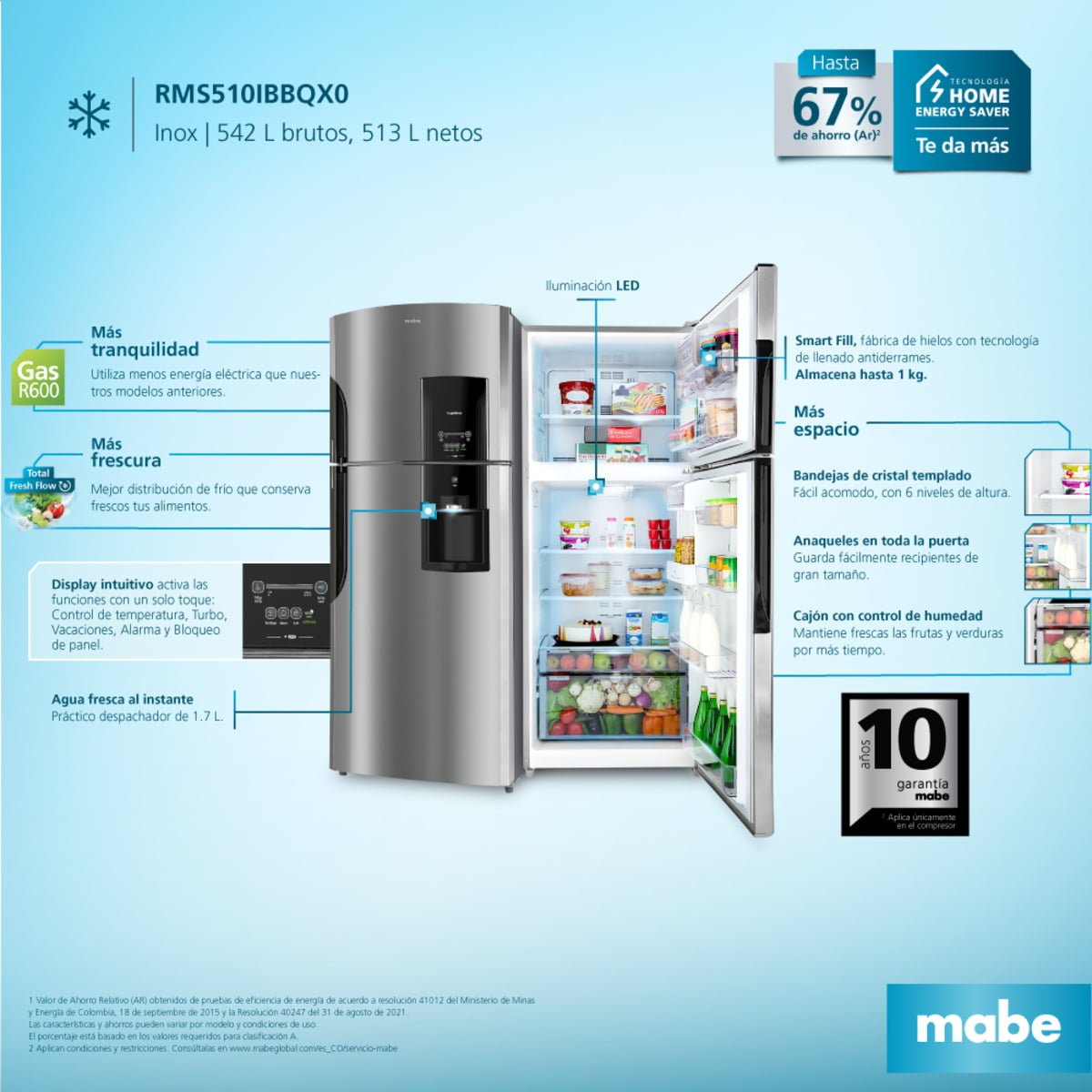 Nevera Mabe 510 Lts Dispensador - Tienda Innovar